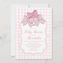 Pink Bow Girl Baby Shower Invitation | Zazzle