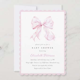 Pink Bow Girl Baby Shower Invitation | Zazzle