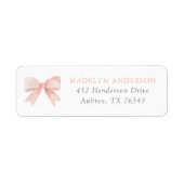Pink Bow Girl Baby Shower Return Address Label | Zazzle