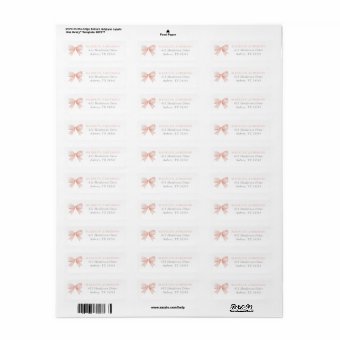 Pink Bow Girl Baby Shower Return Address Label | Zazzle
