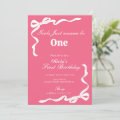 Pink Bow Girls Just Want To Be One 1st Birthday In Invitation | Zazzle
