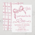 Pink Bow Girls just want to be One Birthday Invitation | Zazzle