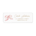Pink Bow Gold Baby Shower Return Address Label | Zazzle