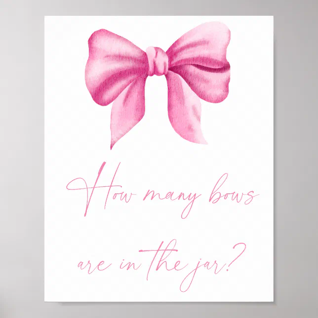 Pink bow - guess how many bows in jar poster | Zazzle