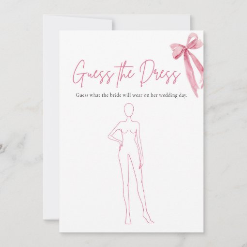 Pink Bow Guess The Dress Bridal Shower Game Invitation | Zazzle