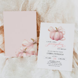 Pink Bow Little Pumpkin on the Way Baby Shower Invitation | Zazzle