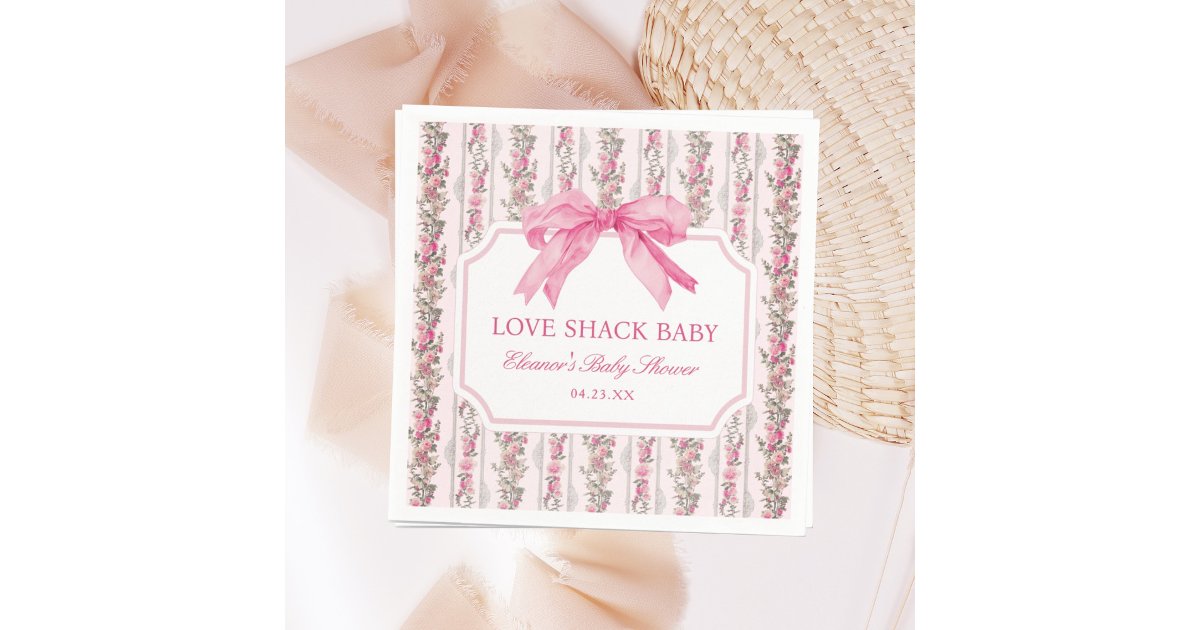 Pink Bow Love Shack Baby Shower Napkins | Zazzle