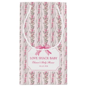 Pink Bow Love Shack Baby Shower Small Gift Bag | Zazzle