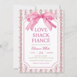 Pink Bow Love Shack Fiance Bridal Shower Invitation | Zazzle