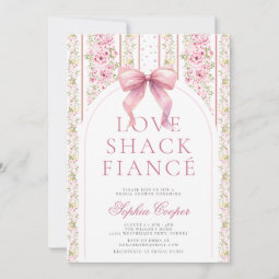 Pink Bow Love Shack Fiance Bridal Shower Invitation | Zazzle