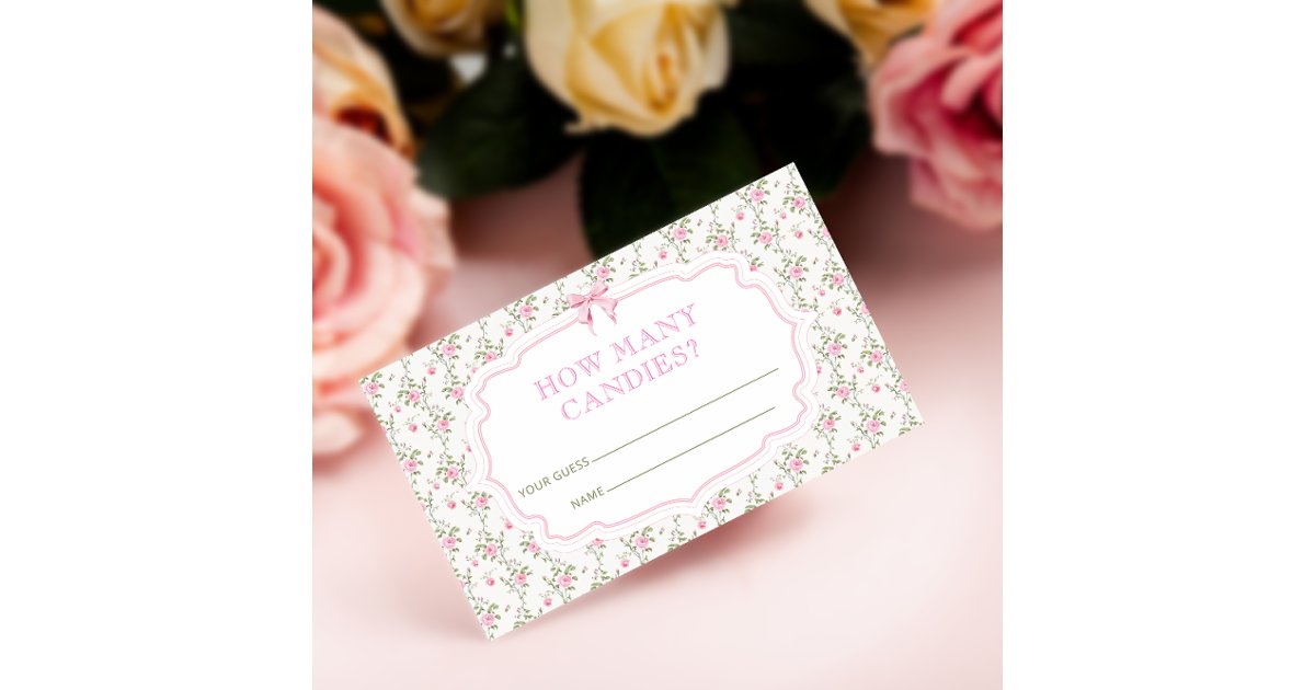 Pink Bow Love Shack Guess How Many Candies Enclosure Card | Zazzle