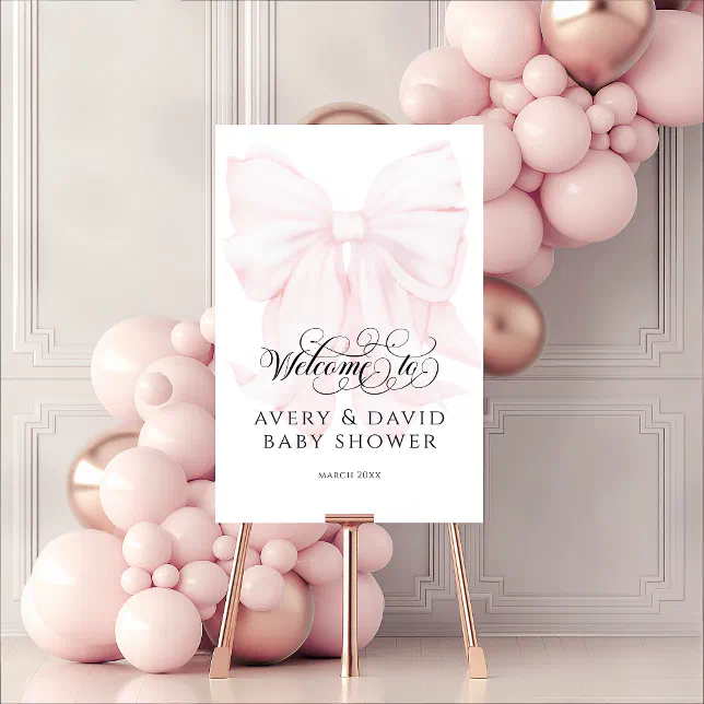 Pink Bow Modern Elegant Girl Baby Shower Foam Board | Zazzle