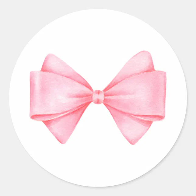 Pink Bow Modern Girl Baby Shower Classic Round Sticker | Zazzle