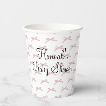 Pink Bow Preppy Baby Shower Paper Cups | Zazzle