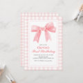 Pink Bow preppy Coquette 1st birthday Invitation | Zazzle