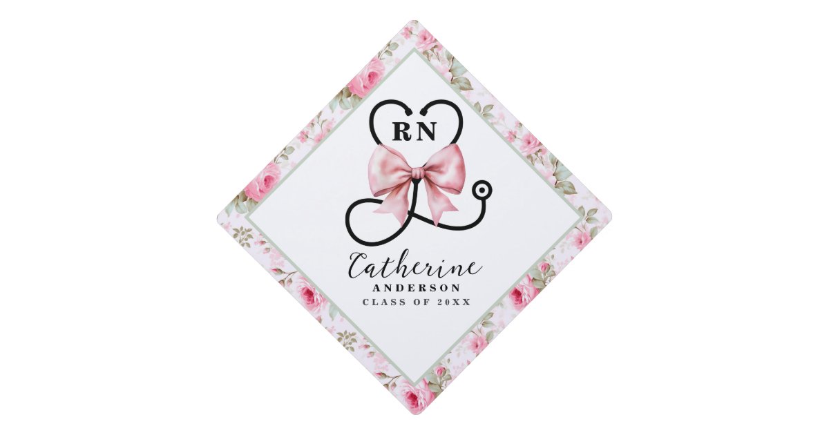 Pink Bow Registered Nurse Graduation Cap Topper | Zazzle
