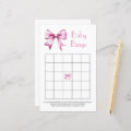 Pink Bow Ribbon Baby Bingo Game | Zazzle
