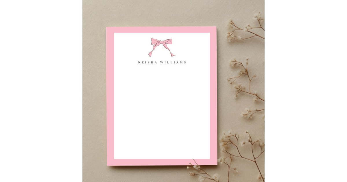 Pink Bow Ribbon Coquette Note Card | Zazzle