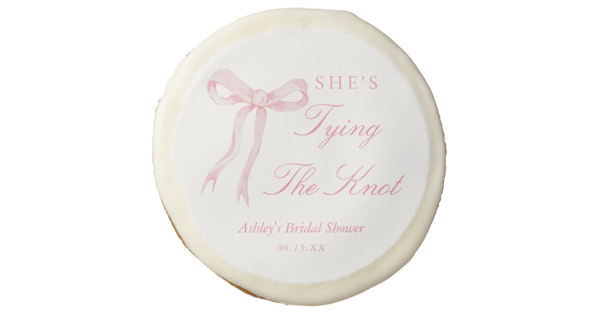 Pink Bow She's Tying The Knot Bridal Shower Sugar Cookie | Zazzle