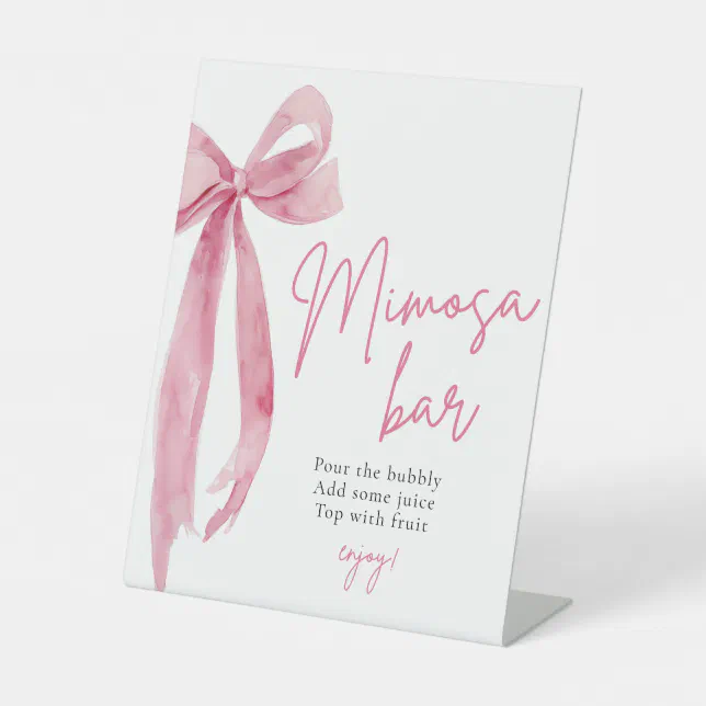 Pink Bow She's Tying the Knot Mimosa Bar Sign | Zazzle
