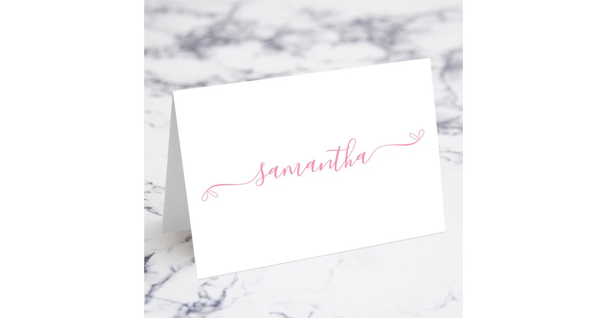Pink Bow Signature Name Place Cards | Zazzle