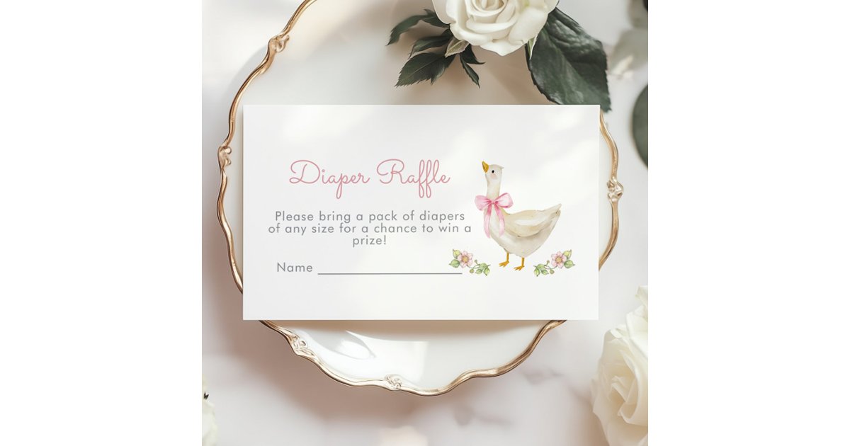 Pink Bow Silly goose Diaper raffle ticket Enclosure Card | Zazzle