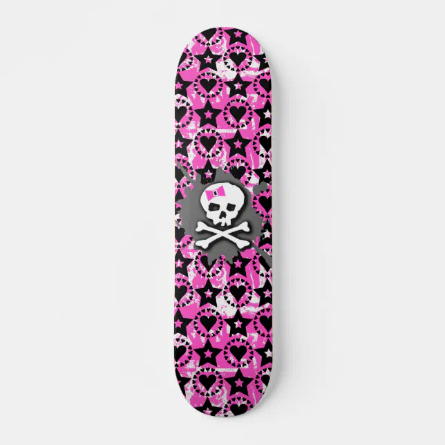 Pink Bow Skull Skateboard | Zazzle