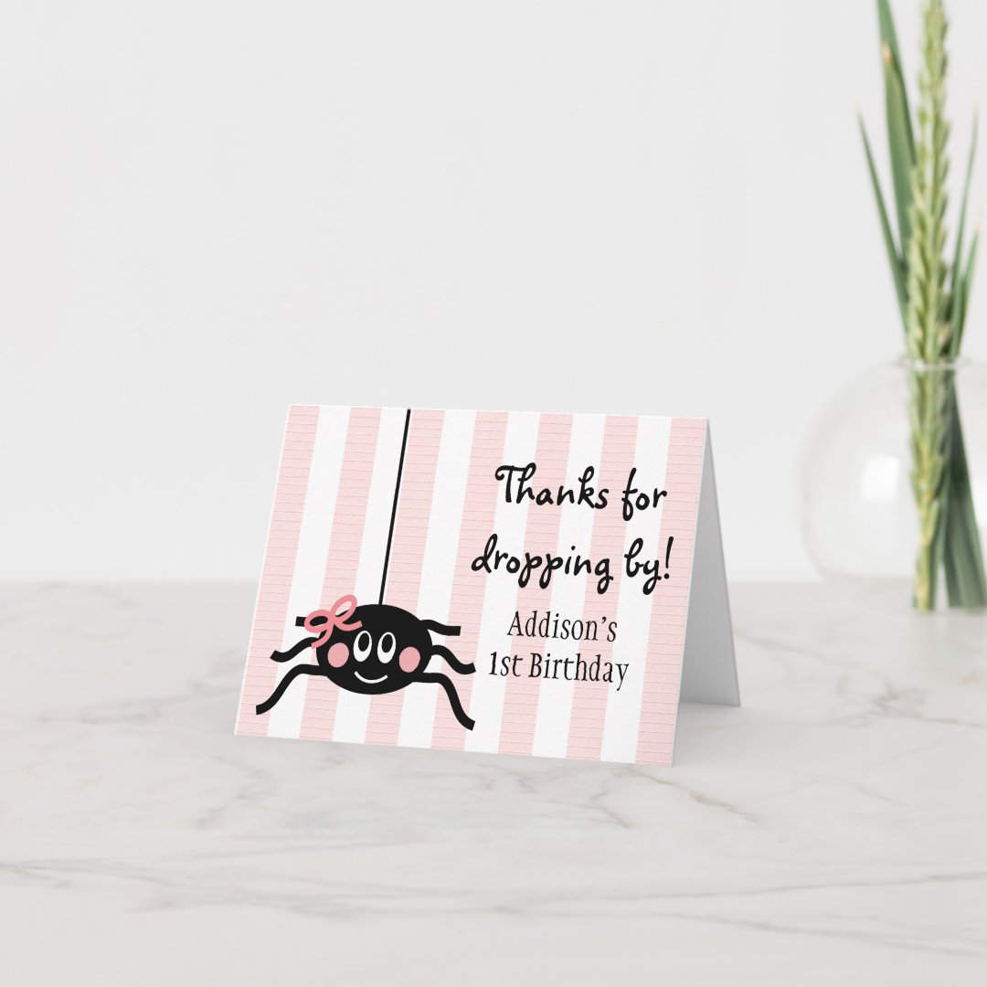 PINK BOW SPIDER THANK YOU CARD | Zazzle