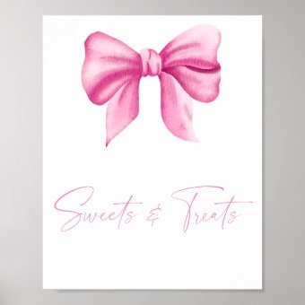 Pink bow - sweets and treats baby shower poster | Zazzle
