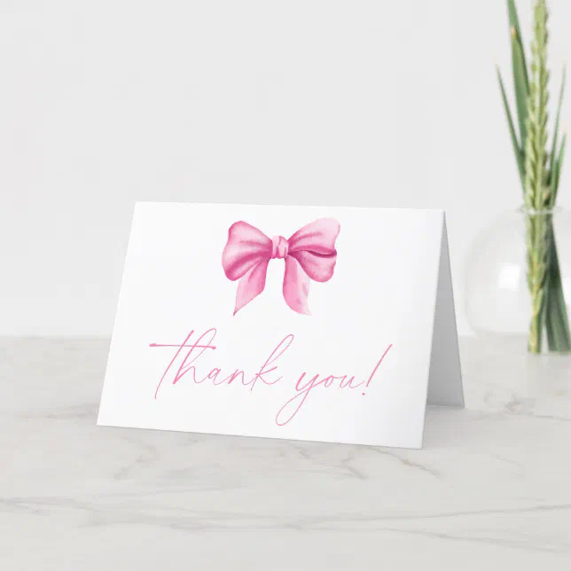 Pink Bow Thank You Card | Zazzle