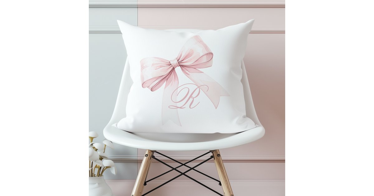 Pink Bow Throw Pillow | Zazzle