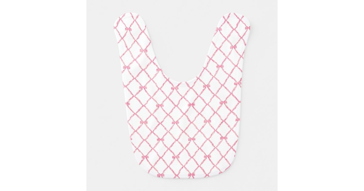 Pink Bow Trellis Baby Bib | Zazzle