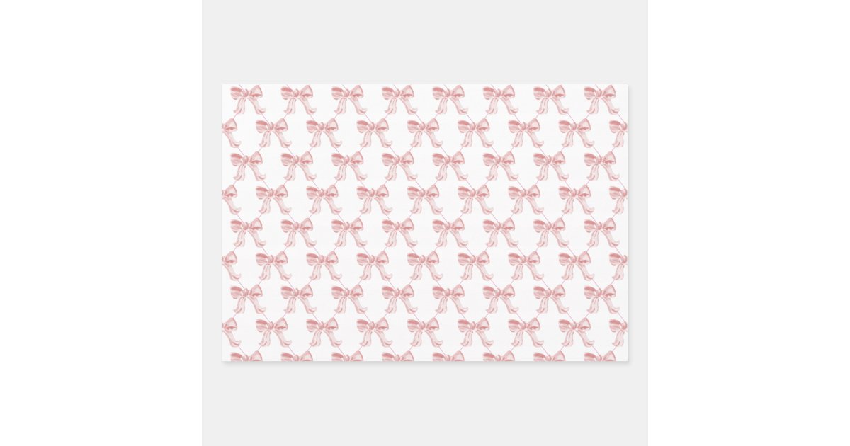 Pink Bows 19" x 29" Wrapping Paper 3 Sheets, Matte | Zazzle