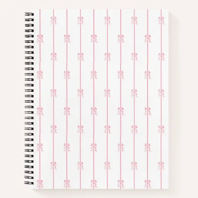 Pink Bows and Stripes Notebook | Zazzle
