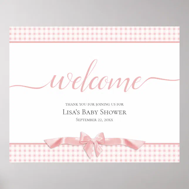 Pink Bows Baby Shower Welcome Sign | Zazzle