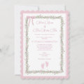 Pink Bows & Baby Toes Elegant Baby Shower Invitation | Zazzle