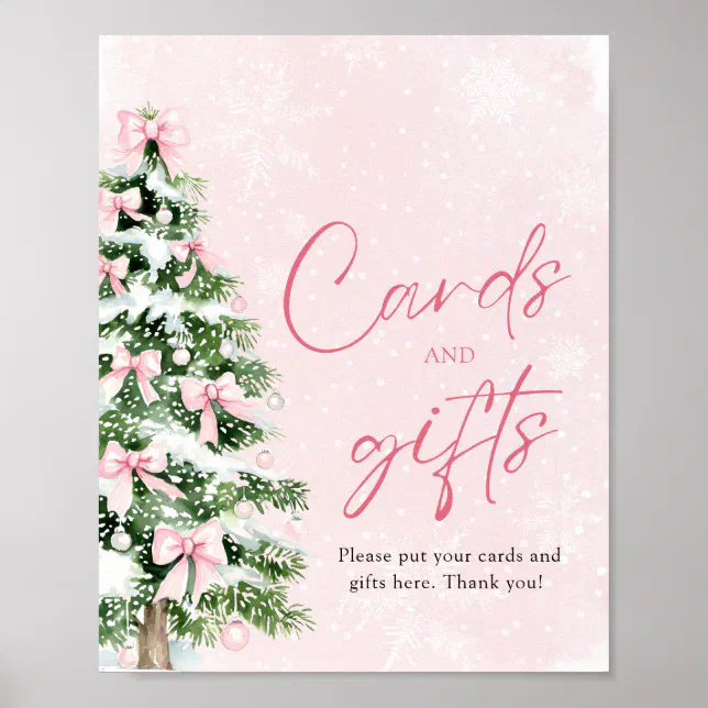 Pink Bows Christmas Tree Cards and Gifts Sign | Zazzle