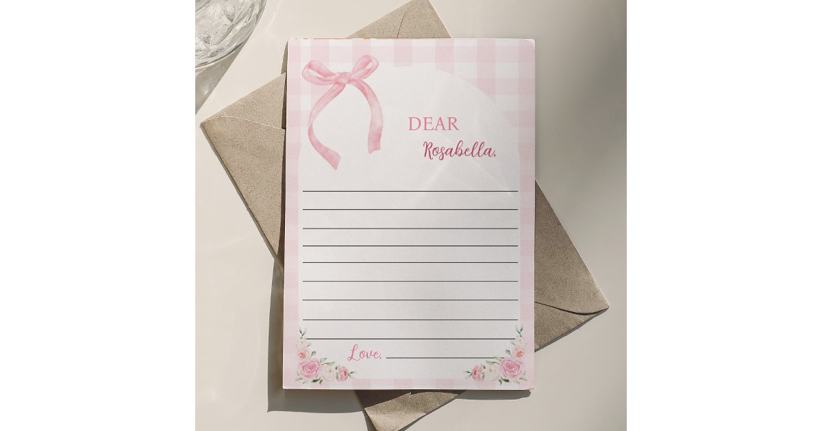 Pink Bows Coquette Time Capsule Note Card | Zazzle