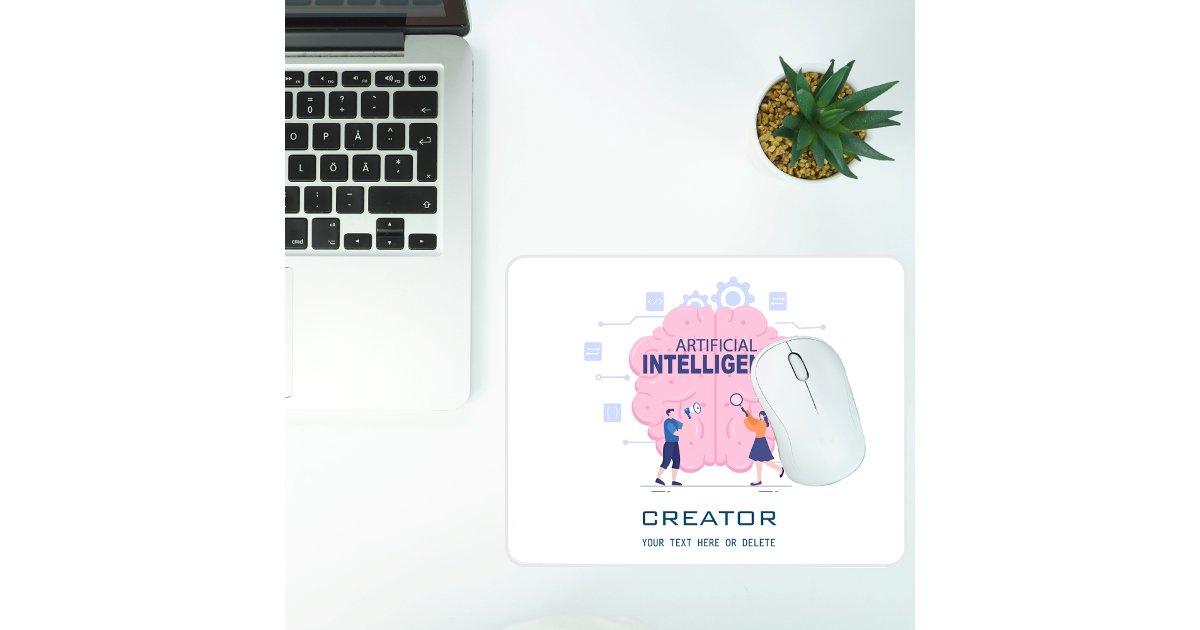 Pink brain illustration Artificial Intelligence Mouse Pad | Zazzle