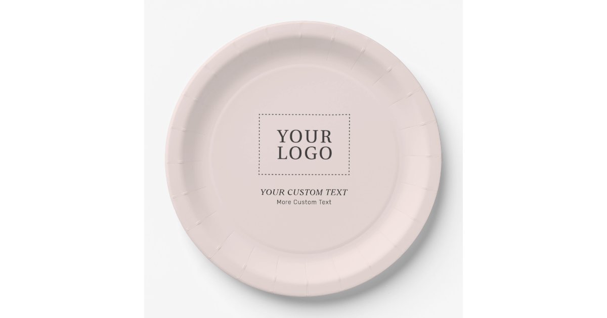 Pink Branded Custom Business Logo Promotional Paper Plates | Zazzle