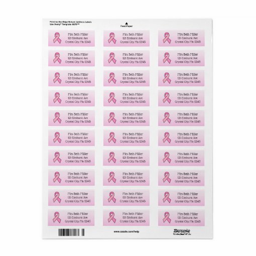 Pink Breast Cancer Awareness Return Mailing Label | Zazzle
