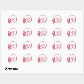 Pink Breast Cancer Ribbon Drawing BCA Month Classic Round Sticker | Zazzle