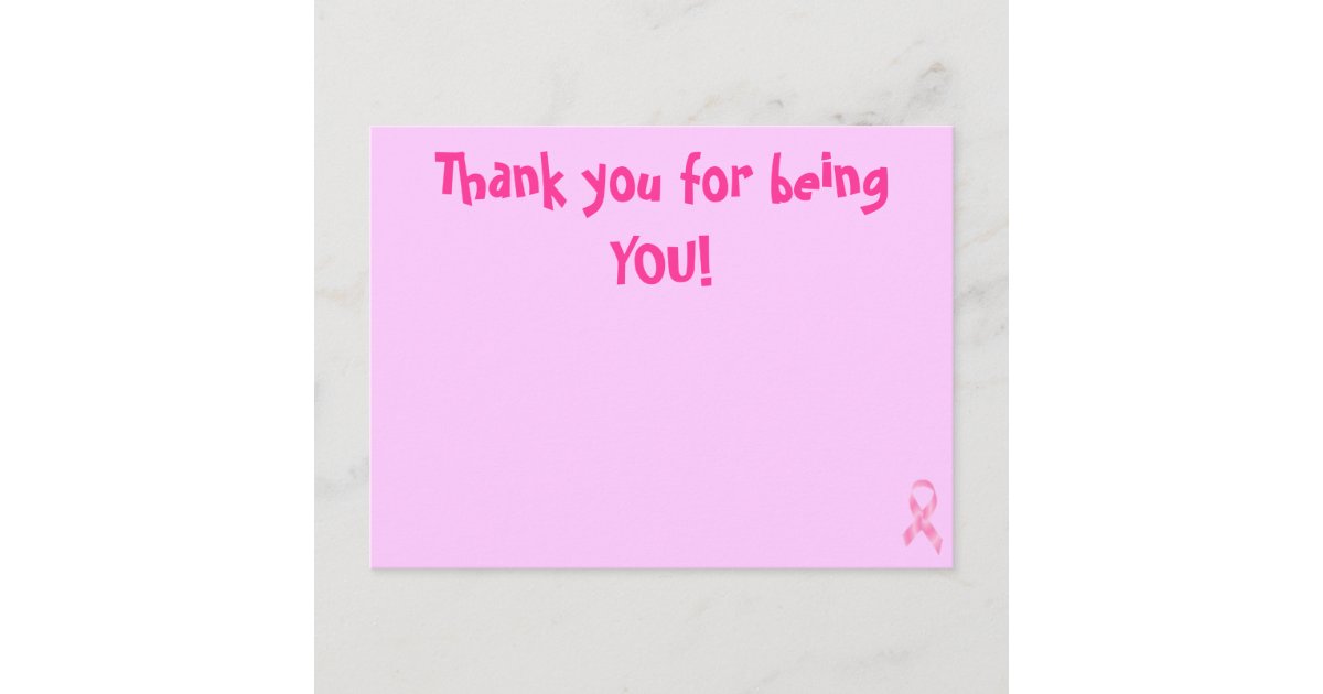 Pink Breast Cancer Ribbon Thank You Postcard | Zazzle