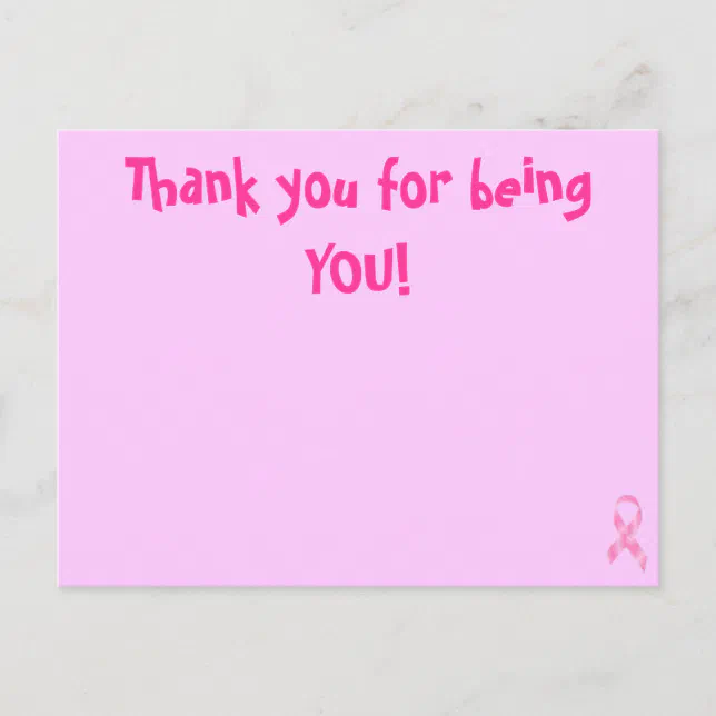 Pink Breast Cancer Ribbon Thank You Postcard | Zazzle