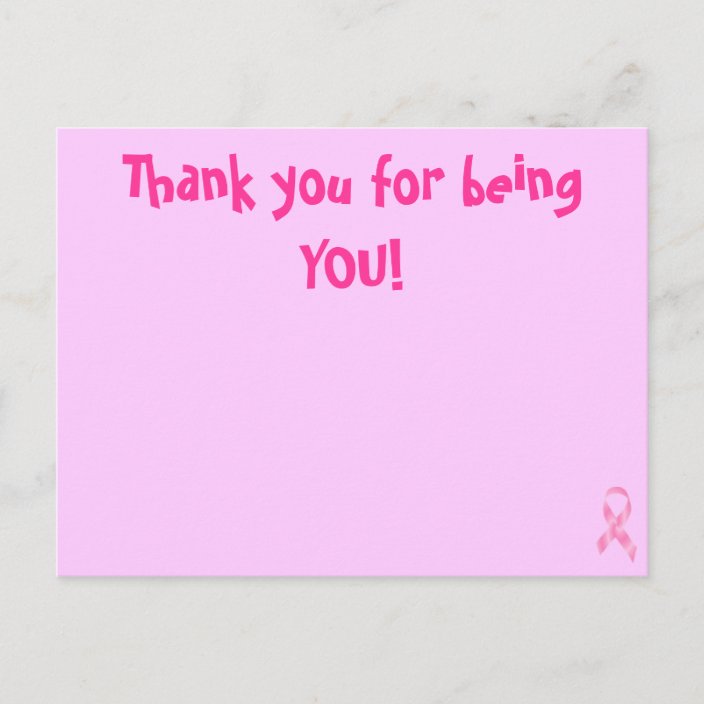 Pink Breast Cancer Ribbon Thank You Postcard | Zazzle.com