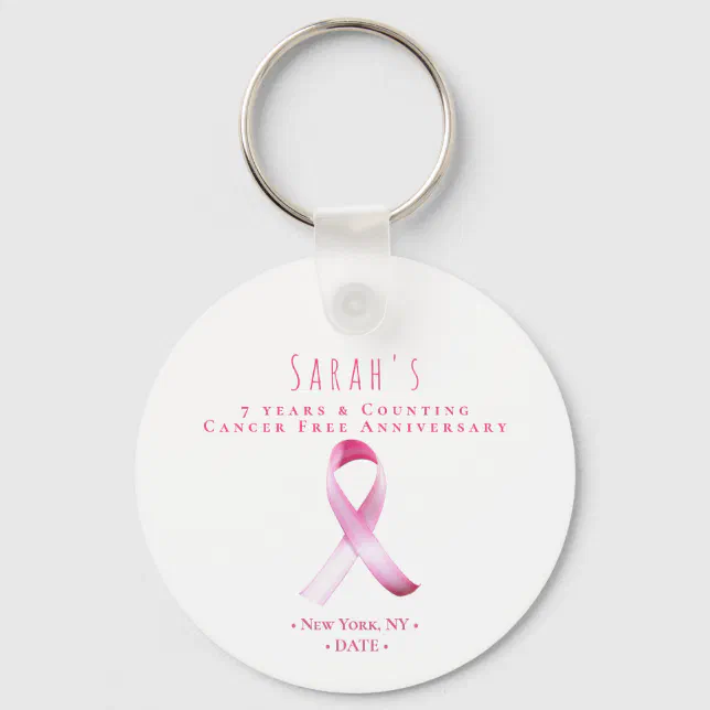Pink Breast Cancer Survivor Fundraiser QR Code Keychain | Zazzle