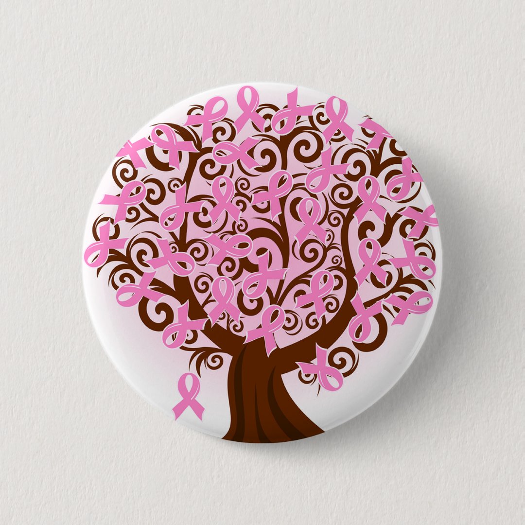 Pink Breast Cancer Tree of Hope Button | Zazzle