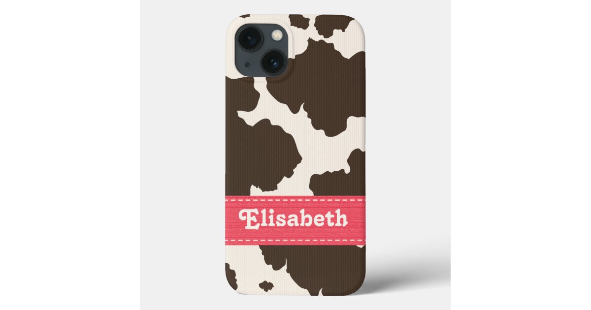 Pink Brown Cow Print Case-Mate iPhone Case | Zazzle