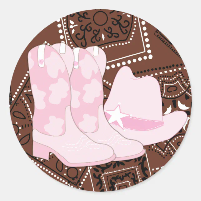 Pink Brown Cowgirl Stickers | Zazzle