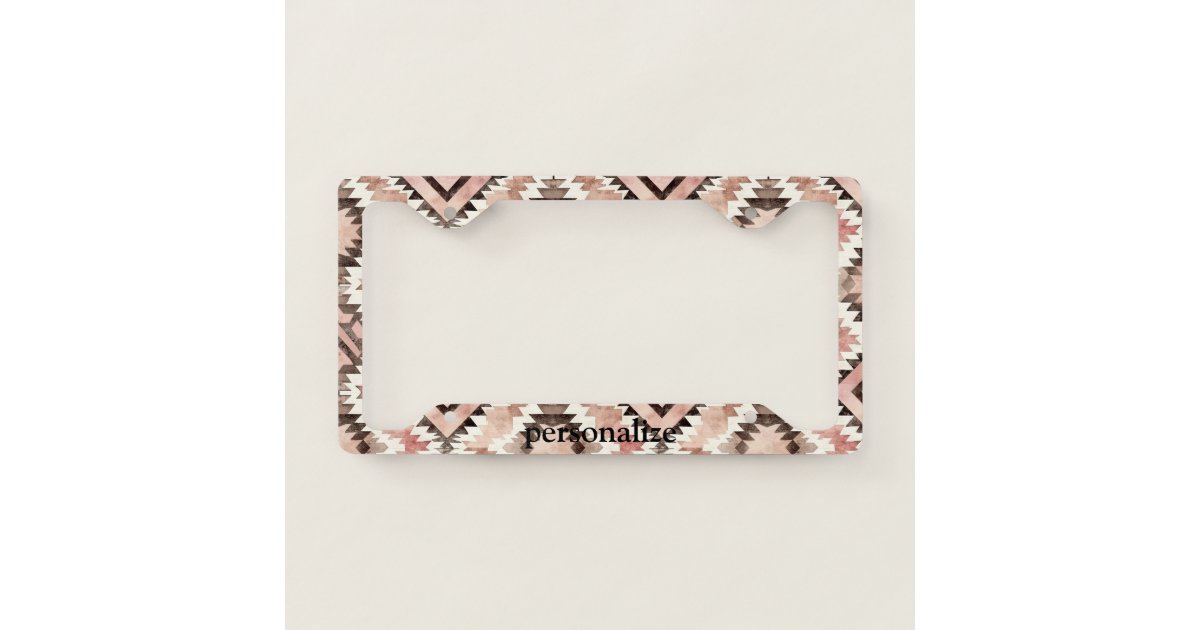 Pink Brown Tribal Native License Plate Frame | Zazzle